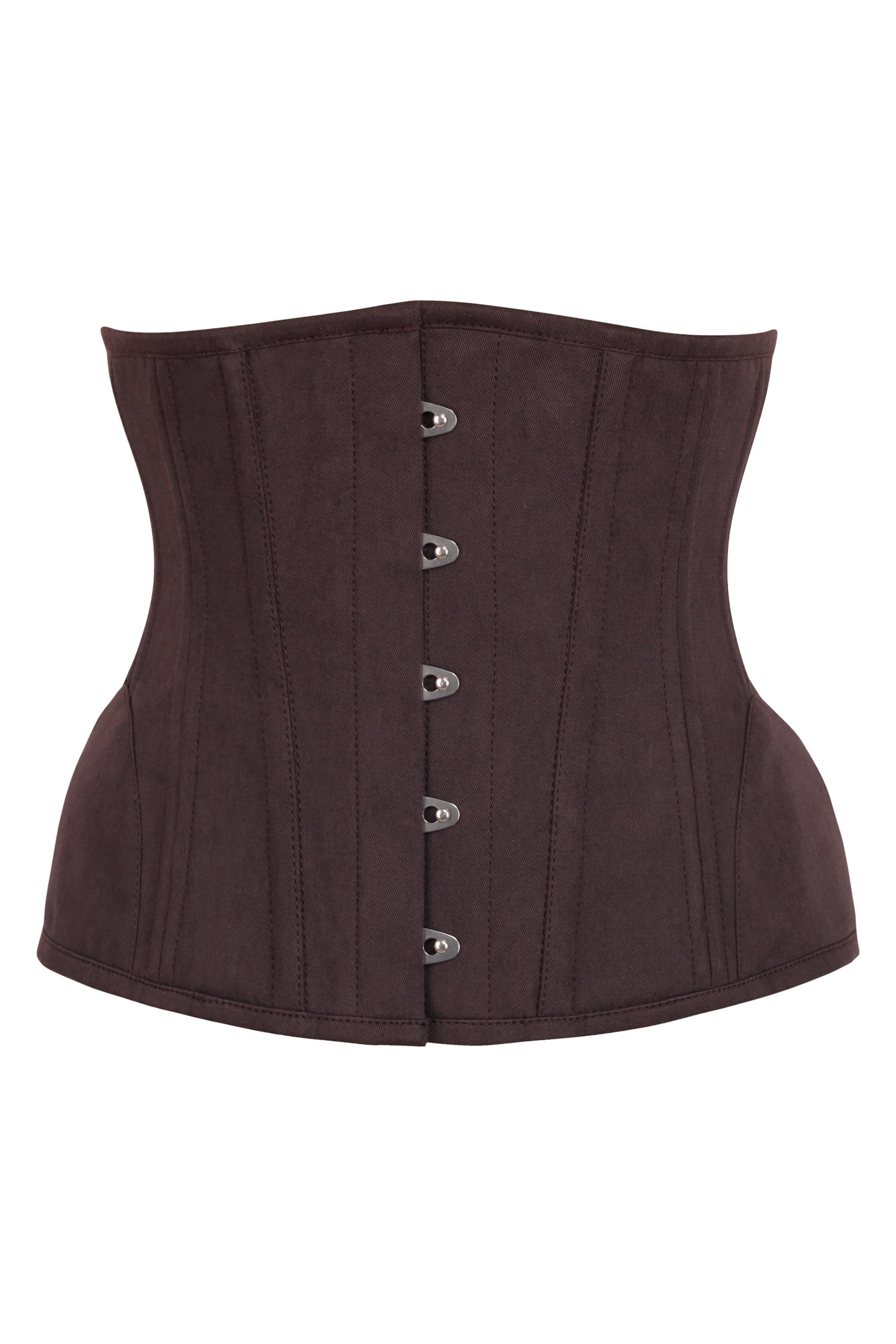 Underbust Waist Trainer In Espresso Cotton Twill -Curved Hem And Hip P