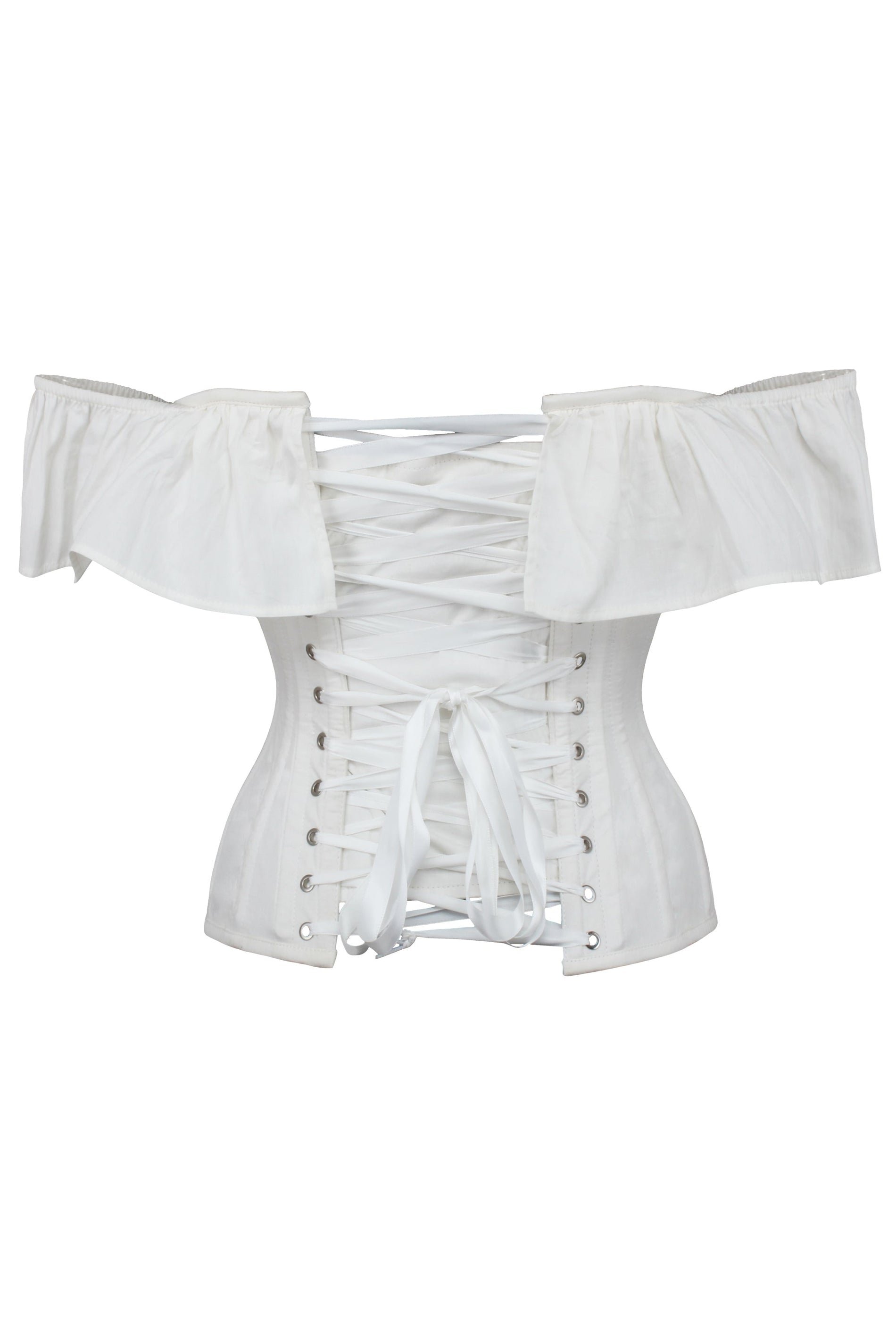 Marigold White Cotton Corset Top with Frill Sleeves